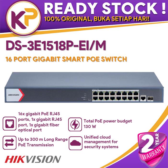 Promo HIKVISION DS-3E1518P-EI/M 16 PORT GIGABIT SMART 130W POE SWITCH ...