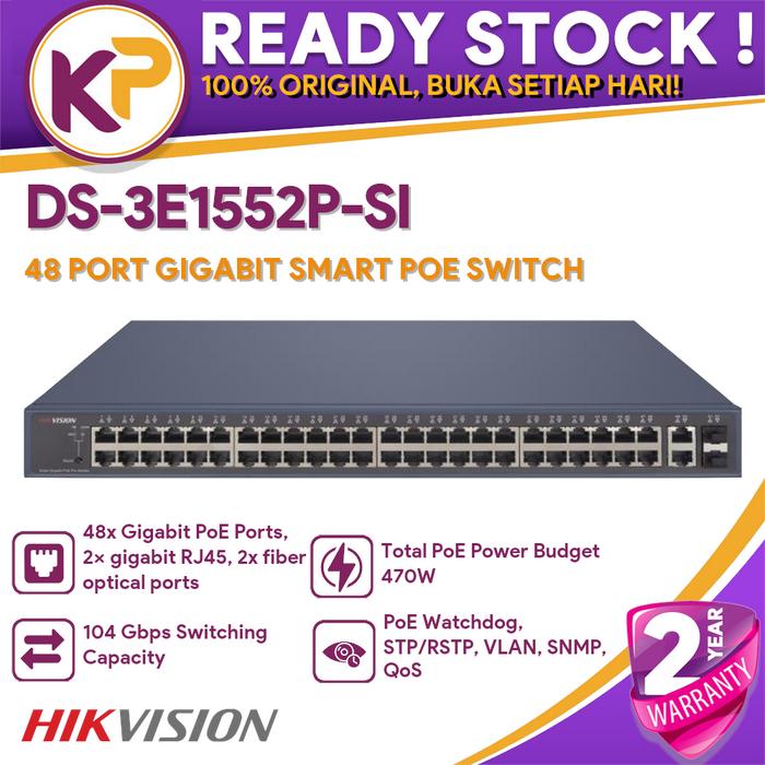 Promo HIKVISION DS-3E1552P-SI 48 PORT GIGABIT SMART 470W POE SWITCH RESMI - Jakarta Utara ...
