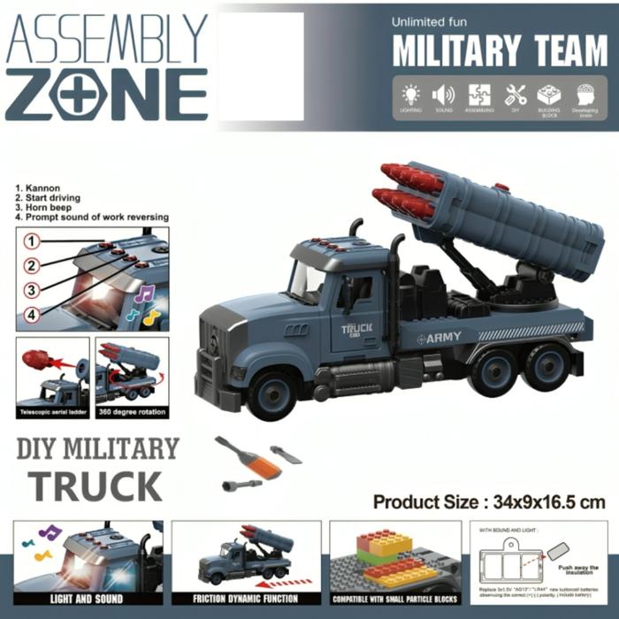 Jual Mainan Anak Mobil Truk Militer Rakitan DIY Military Team Truck ...