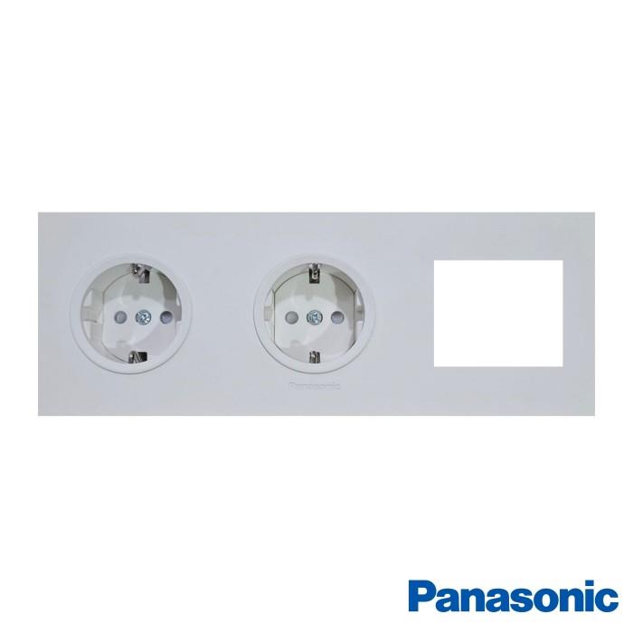 Jual Panasonic Frame Stop Kontak+Stop Kontak +Saklar WESJP11223 Putih ...