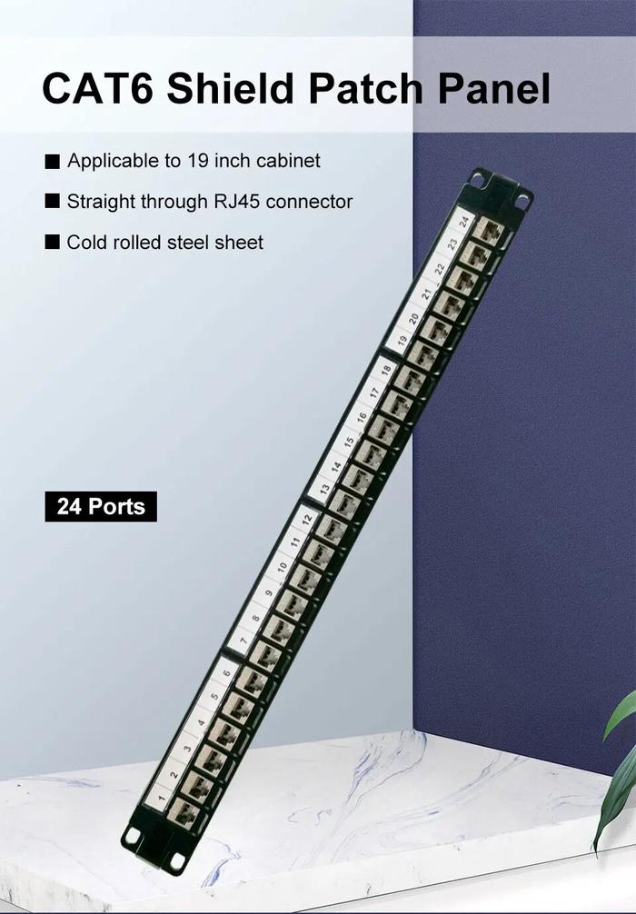 Jual ' 1U 19" Inch Rj45 Shielded Module 24 Port Patch Panel Rackmount ...