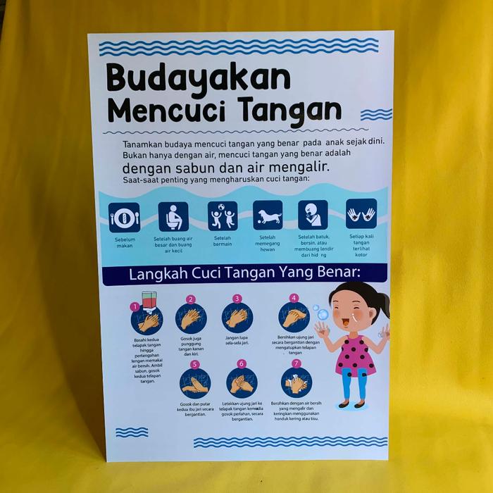 Jual Poster Cuci Tangan | Poster Budayakan Mencuci Tangan | Langkah ...