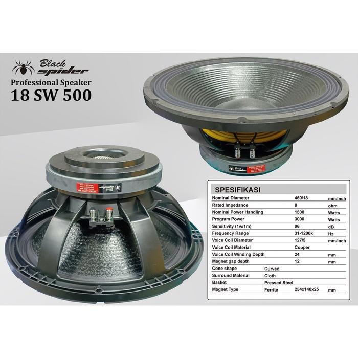 Jual Bs 18 Sw 500 Speaker Komponen Black Spider - 18 Inch !! Ready ...