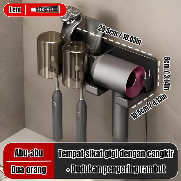 Jual Rak Sikat Gigi Gantung Kamar Mandi Tempel Dinding Rak Pengering Rambut Organizer Alat ...
