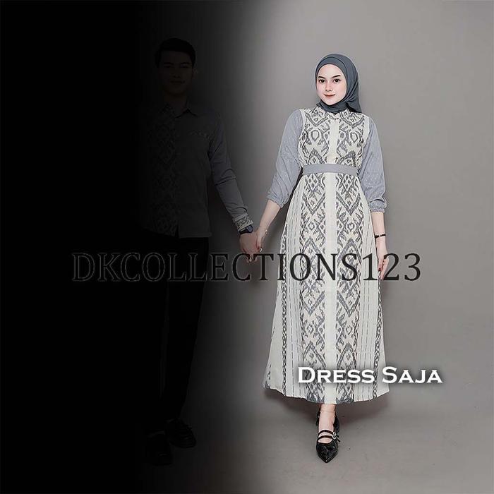 Jual Set couple belvia white couple tenun troso, belvia dress kondangan ...
