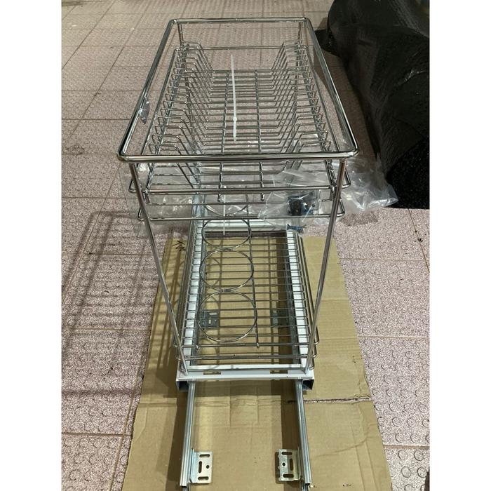 Jual L14- rak piring botol bumbu 2 susun lemari kitchen set tarik ...