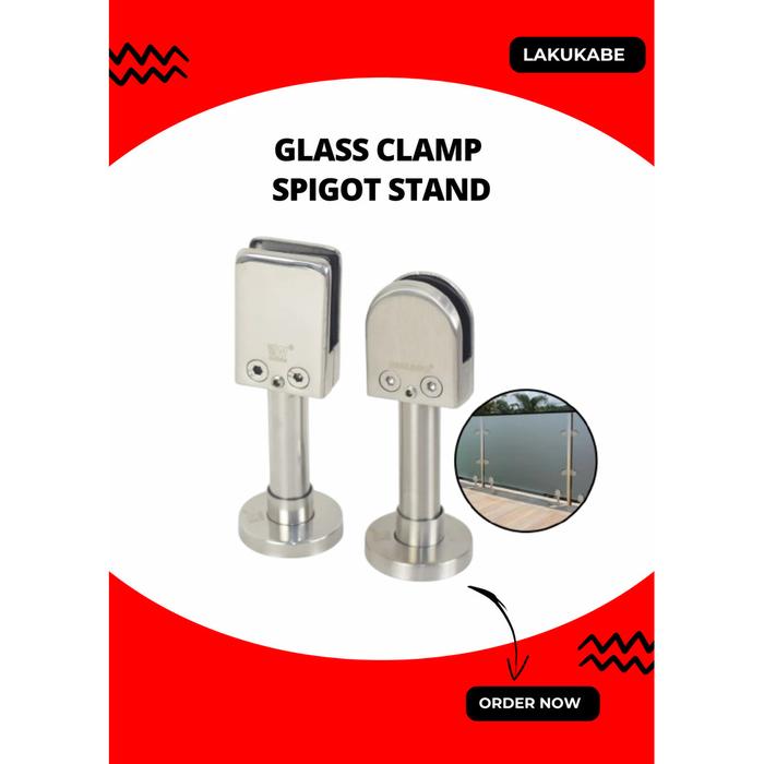 Jual Kaki Railing Balkon Kaca Glass Clamp Stand Spigot Set SUS 304 ...