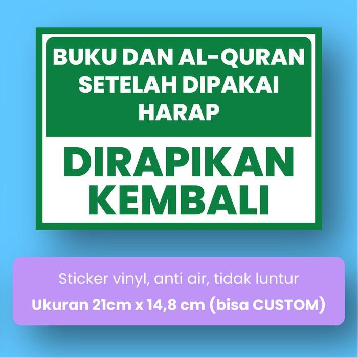 Jual STIKER Sticker Buku Dirapikan kembali setelah dipakai Rapi - A5 ...