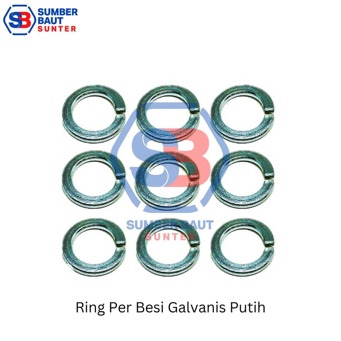 Jual M10 Ring Per Besi Putih / Kuning Galvanis 10mm Spring Washer ...