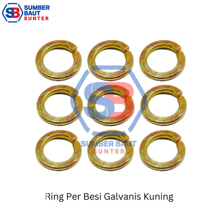 Jual M10 Ring Per Besi Putih / Kuning Galvanis 10mm Spring Washer ...
