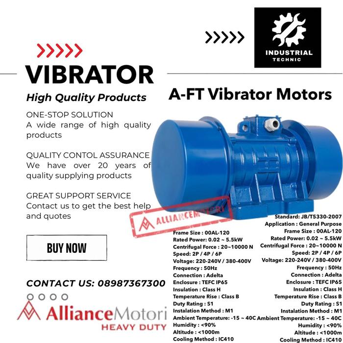 Jual VIBRATOR MOTOR ALLIANCE 3 PHASE AF-T4/5000 3,5KW 1500RPM GETAR 380V/ OLI VIBRATOR MOTOR ...