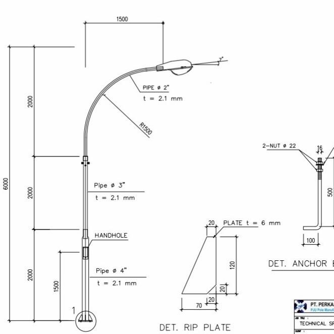Jual Tiang PJU Bulat 5 Meter Single Parabola Galvanis Best - Kota ...