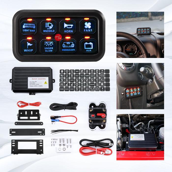 Jual 8 gangs Switch Panel Universal LED On-Off Slim Control DC 12-24V ...