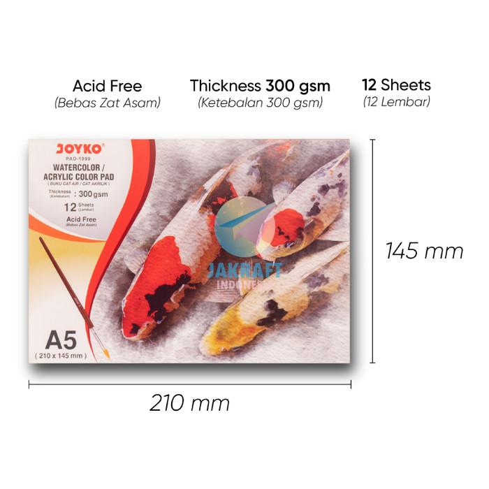 Jual Kertas Kanvas Lukis A5 JOYKO PAD-1999 Watercolor Acrylic Paper ...