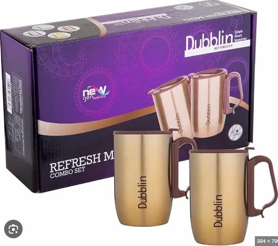 Jual MUG DUBBLIN REFRESH GIFT SET 2IN1 GELAS MUG CANGKIR KOPI TAHAN ...