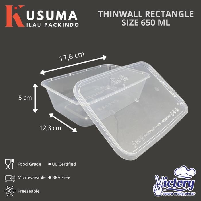 Jual VICTORY THINWALL RECTANGLE 500ML, 650ML, 750ML, 1000ML ISI 25PCS PER PACK KOTAK MAKAN ...
