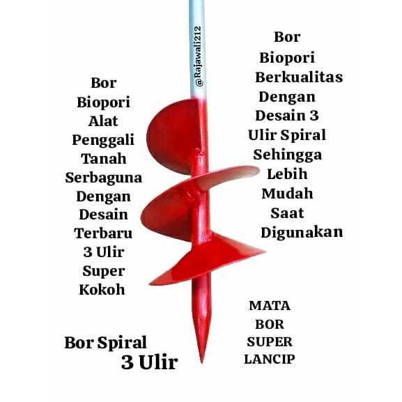 Jual Bor Alat Pelubang Tanah Bor Spiral 3 ulir Alat Penggali Tanah Bor ...