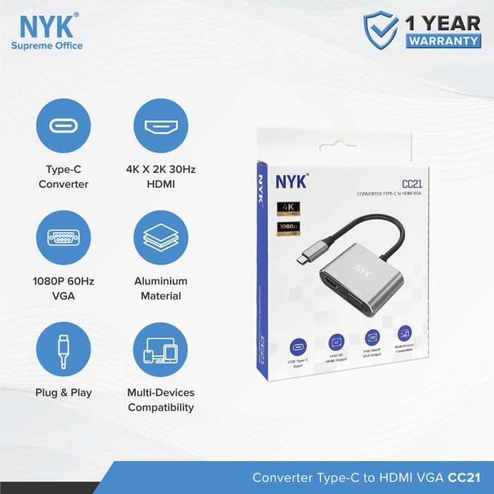 Jual NYK Supreme CC21 Converter Type C to HDMI VGA - Kota Bandung ...