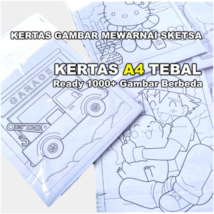 Jual (UKURAN A4) Lembar Gambar Mewarnai Anak Kertas Mewarnai Kertas Gambar Kartun Karakter ...