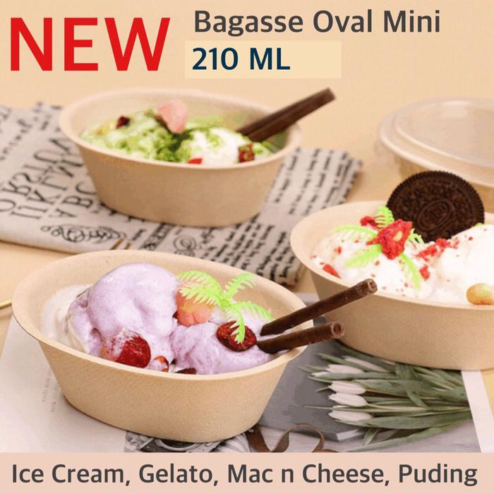 Jual Safeco Bagasse Tempat Ice Cream Cup Es Krim 200 ML Gelato Dessert ...
