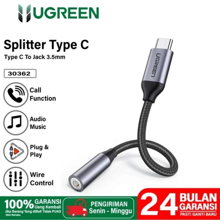 Jual UGREEN Kabel Audio Splitter Type-C To Dual Jack 3.5mm Audio Music ...