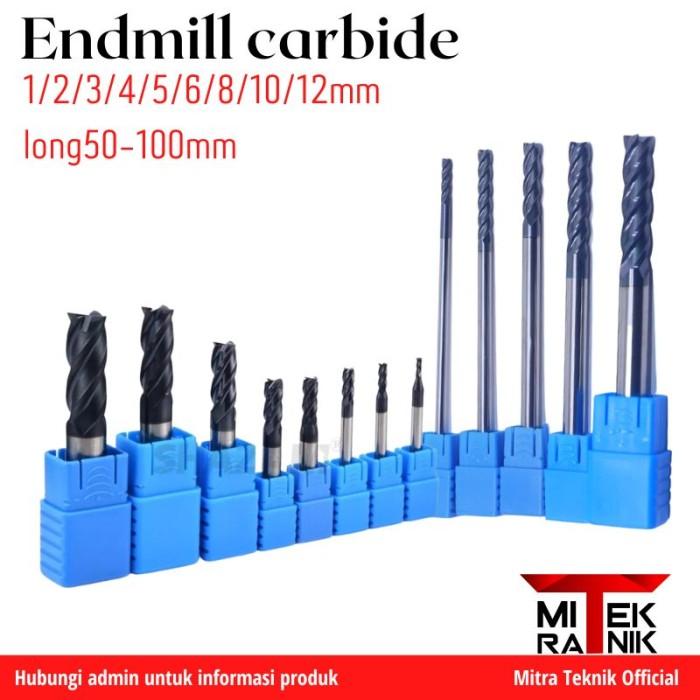 Jual Endmill 1mm 2mm 3mm 4mm 5mm 6mm 8mm 10mm 12mm 4flute HRC50 carbide - 1mm, 50-60mm - Kab ...