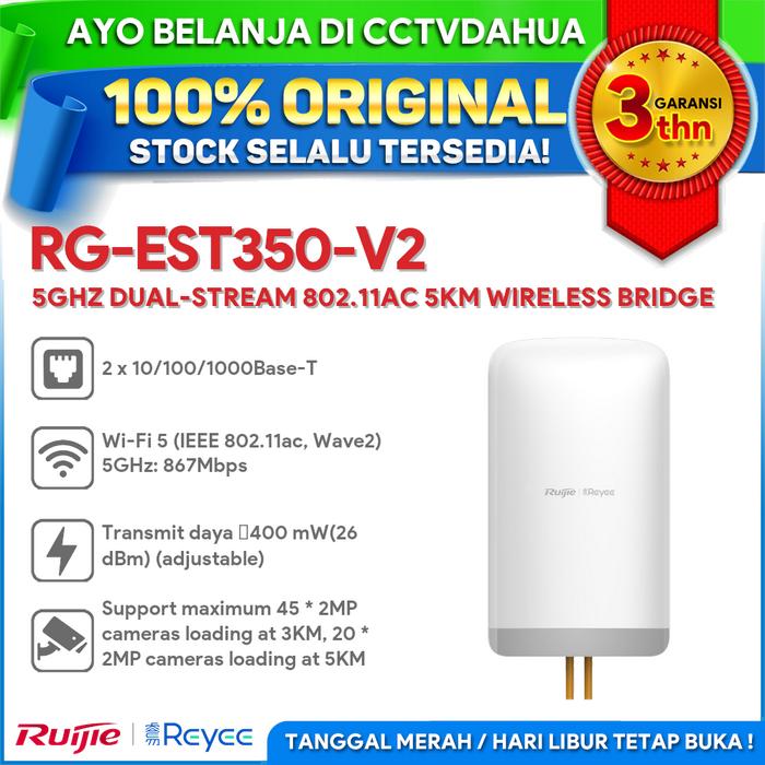 Promo RUIJIE REYEE RG-EST350-V2 5GHZ DUAL-STREAM 802.11AC 5KM WIRELESS ...