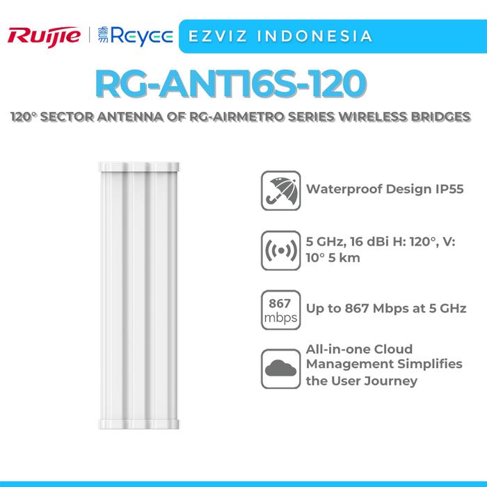 Promo RUIJIE REYEE RG-ANT16S-120 120° SECTOR ANTENNA OF RG-AIRMETRO ...