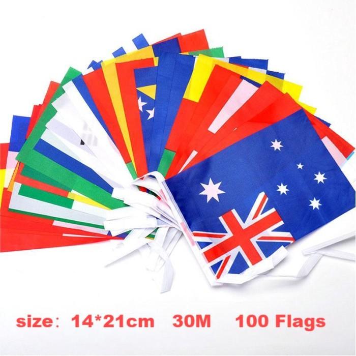 Jual 50/100pcs Bendera Renceng Negara Dunia Bendera Renteng Bendera 100 ...