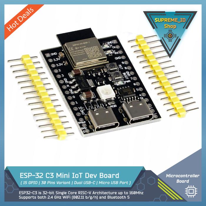 Jual ESP32-C3 mini RISC-V 32-bit ESPRESSIF Microcontroller SoC IoT Wifi + BLE Bluetooth 5.0 Dev ...