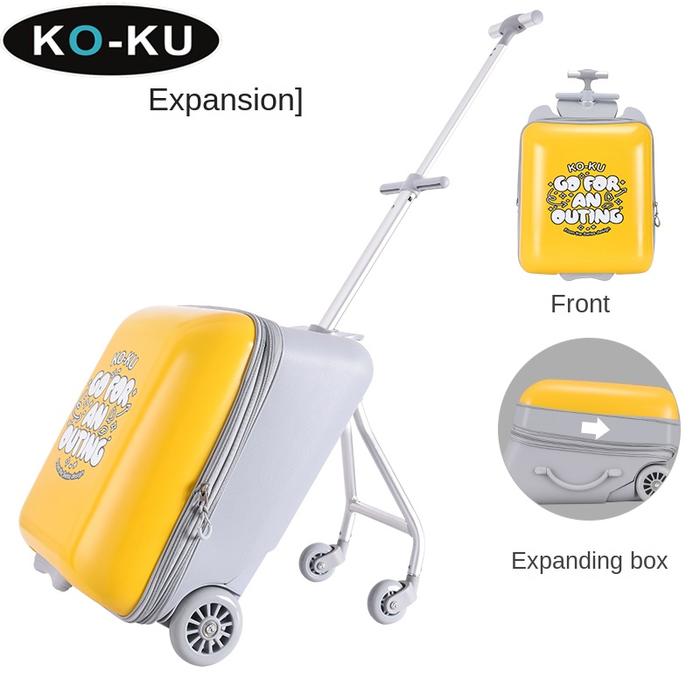 Jual KO-KU Yellow Boarding Box Children Cartoon Suitcase Baby can Sit ...