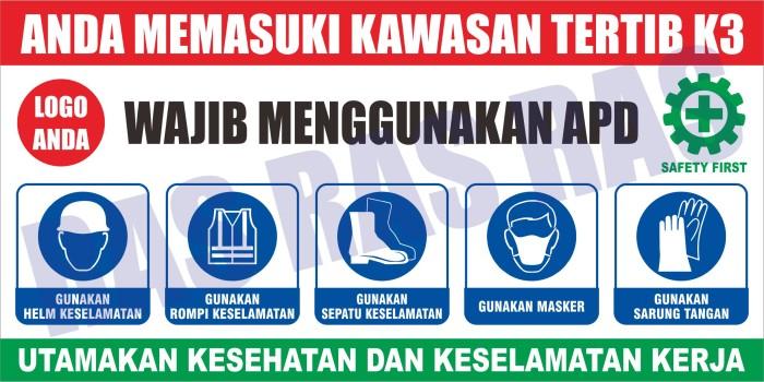 Jual SPANDUK BANNER WAJIB APD K3 SAFETY UKURAN 2X1 METER - merah hijau ...