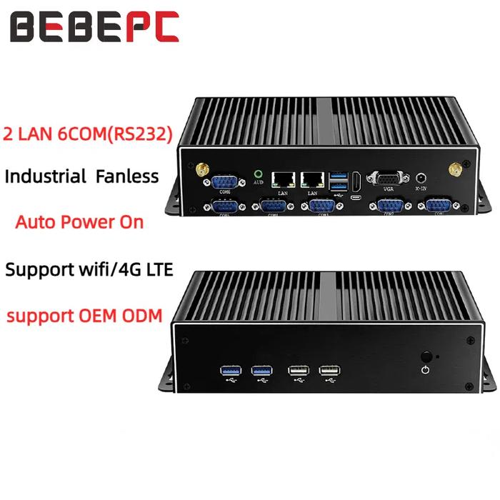 Jual BEBEPC Mini Industrial PC Fanless Dual LAN 6*COM 4G LTE Core i5 10210U i7 4500U HD WiFi 6 ...