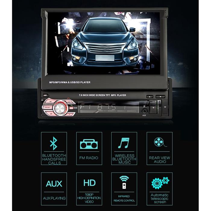 Jual Auto Retractable 1 Din 7 Inch Car Radio Hd Touch-Screen Mp5 Player Bluetooth Radio Usb Tf ...
