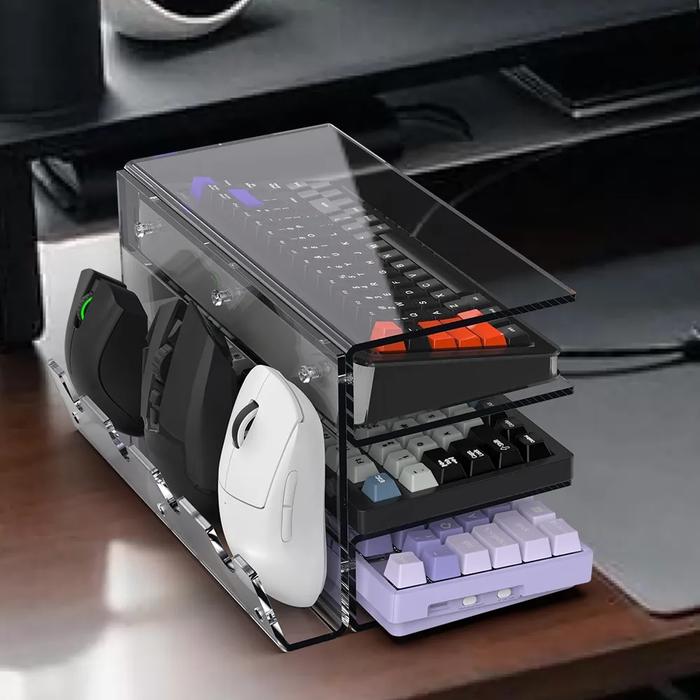 Jual 3Tier Acrylic Keyboard Mouse Storage Rack Keyboard Display Stand ...