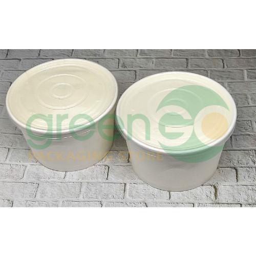 Jual (srdk) Paper Bowl Mega Polos 1000ml 50 Set Tutup Wadah Rice Bowl ...
