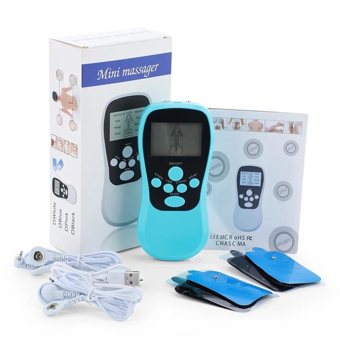Jual 8 Modes Mini Massager Blue Screen Dual Output Massage Pulse ...