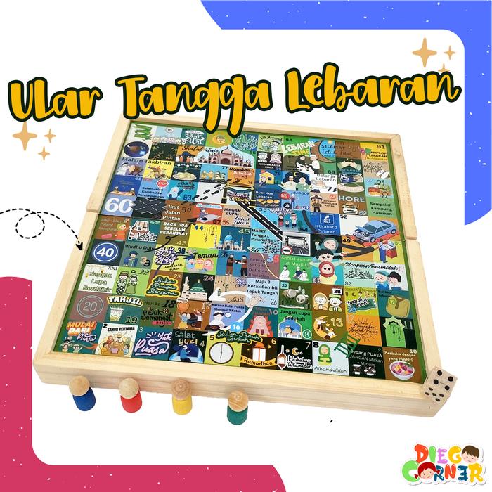 Jual Mainan Anak Permainan Papan Ular Tangga Board Game Kayu Lebaran ...