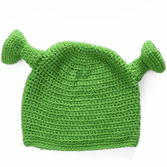 Jual Order Now Topi Rajut Shrek Knitted Hat Shrek Cute Grenn Party ...