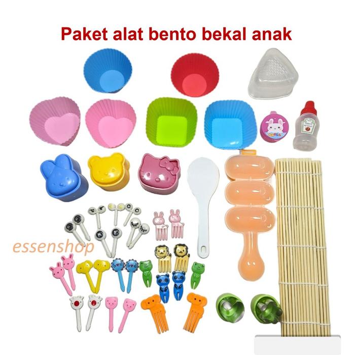 Jual Paket Lengkap Alat Bento Bekal Makan Anak Cetakan Nasi Sushi ...