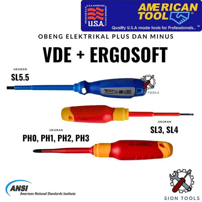 Jual AMERICAN TOOL OBENG LISTRIK ELEKTRIKAL MAGNETIC PLUS MINUS ...