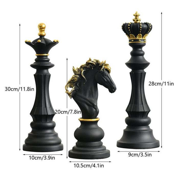Jual Pajangan Catur Set Kuda King Queen Minimalis Modern - Hitam ...