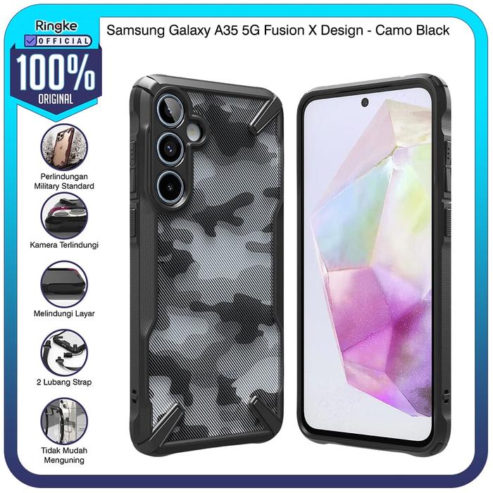 Promo Ringke Samsung A55 5G Fusion X Camo Black Softcase Tahan Banting Tipis - Jakarta Utara ...