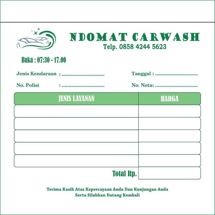 Jual Rb2 Nota Custom/nota Cucian/nota Cuci Motor/nota Cuci Mobil/nota ...