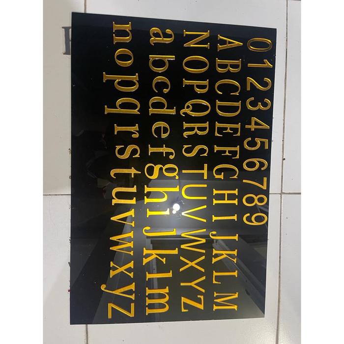 Jual tulisan abjad huruf dan angka untuk semua tempat warna mirror gold ...