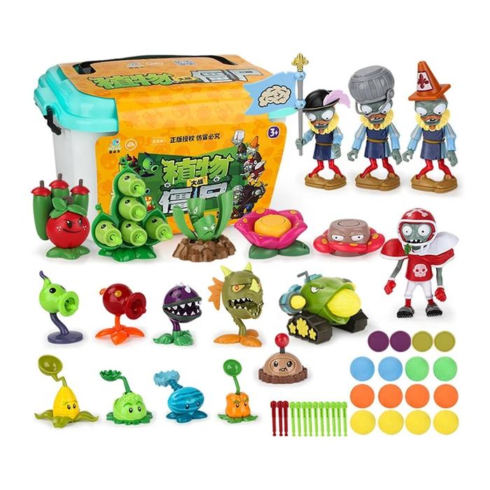 Jual Plants vs. Zombies Action Figure Kids Shooting Toys Storage Box ...
