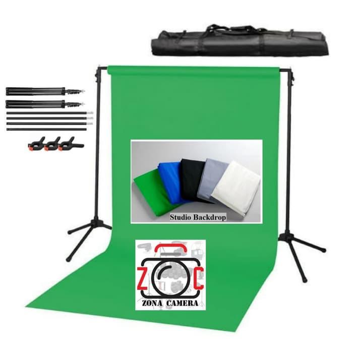 Jual Background Stand + Kain Backdrop Foto Studio Layar Proyektor Photo ...