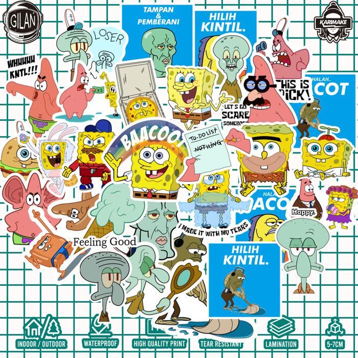 Jual LEO_09 Sticker Pack SPONGEBOB PATRICK SQUIDWARD MEME Stiker Laptop ...