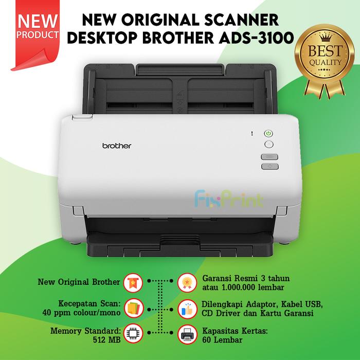 Jual Scanner Broth ADS-3100 High Speed Dekstop Duplex ADF Scan New ...