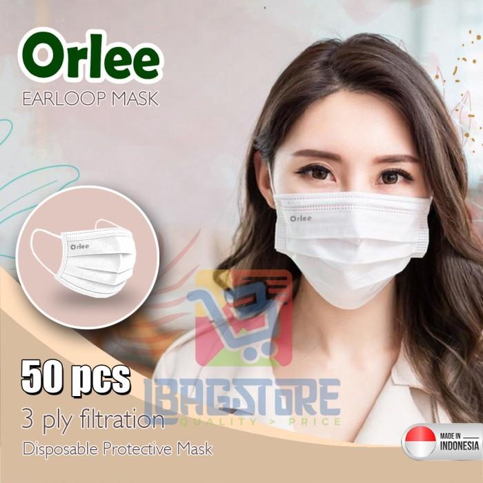Jual Masker 3 ply Hitam Full Black Orlee Medis 3ply Earloop Kemenkes 50 ...